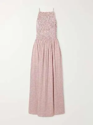 Faithfull The Brand Laia Checked Cotton Maxi Dress - Red