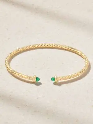 David Yurman Micro Cablespira Flex 18-karat Emerald Bangle