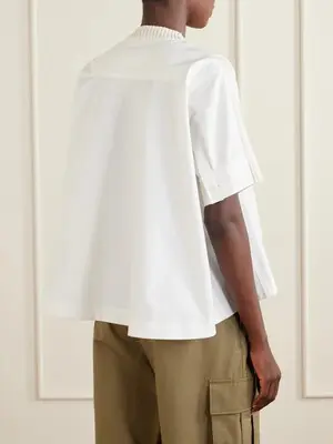 Sacai Layered Cotton And Cashmere-blend T-shirt With Shell Trim