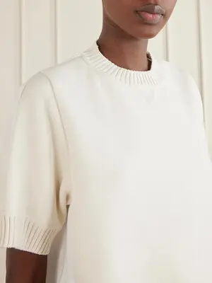 Sacai Layered Cotton And Cashmere-blend T-shirt With Shell Trim