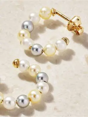 Mizuki 14-karat Pearl Hoop Earrings