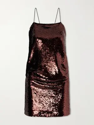 Alex Perry Sequined Mesh Mini Dress - Brown