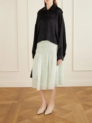 Khaite Bodine Silk-satin Shirt - Black