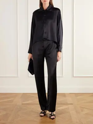 Khaite Bodine Silk-satin Shirt - Black