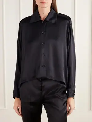 Khaite Bodine Silk-satin Shirt - Black