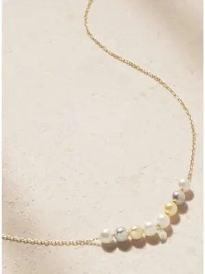 Mizuki 14k Pearl And Diamond Necklace - Gold
