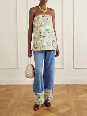 ALEMAIS Whitney Strapless Floral-jacquard Bustier Top - Multi