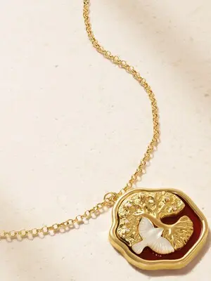 L’ATELIER NAWBAR 18-karat Diamond And Mother-of-pearl Pendant Necklace - Gold
