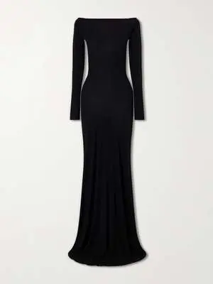 Alex Perry Open-back Jersey Gown - Black