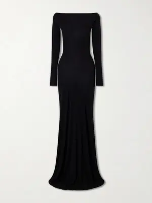 Alex Perry Open-back Jersey Gown - Black