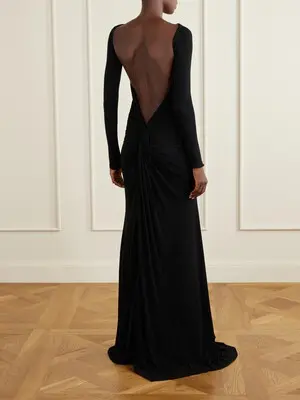 Alex Perry Open-back Jersey Gown - Black