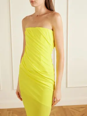 Alex Perry Draped Mesh Column Midi Dress