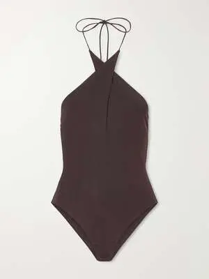 Alex Perry Halterneck Backless Stretch-mesh Bodysuit