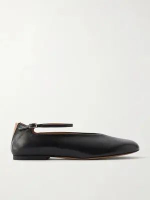 JIL SANDER Elysse Leather Ballet Flats - Black