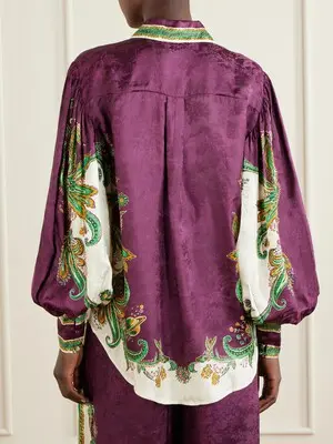 ALEMAIS Ruthie Floral-print Satin-jacquard Shirt