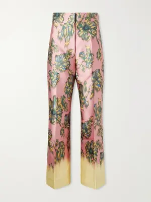 ALEMAIS Faye Floral-print Twill Wide-leg Pants - Pink