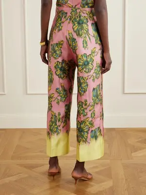 ALEMAIS Faye Floral-print Twill Wide-leg Pants - Pink
