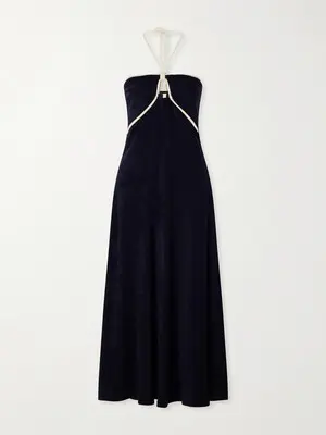 Johanna Ortiz Gleymoon Cut-out Halterneck Maxi Dress - Blue