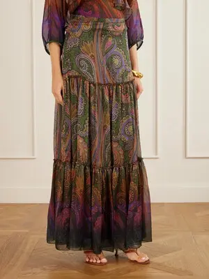 Etro Printed Silk Maxi Skirt