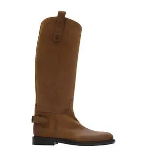 Burberry Suede Cavalier Knee-high Boots - Brown
