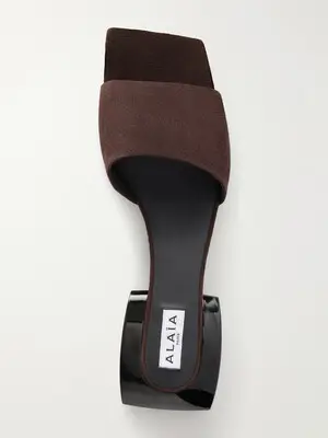 Alaïa Ellipse Suede Slides - Brown