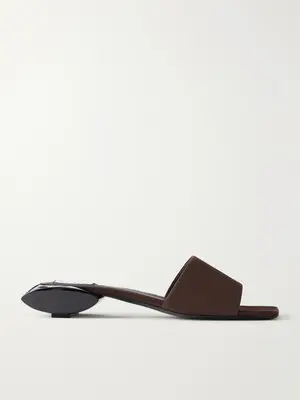 Alaïa Ellipse Suede Slides - Brown