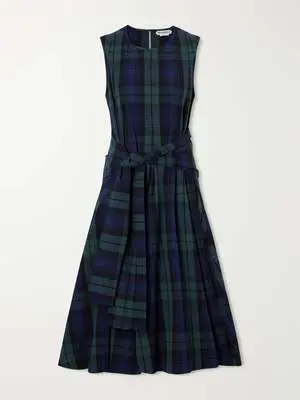 JW Anderson Checked Cotton-cloque Mini Dress - Emerald