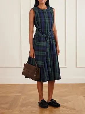 JW Anderson Checked Cotton-cloqué Midi Dress - Green