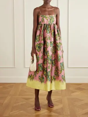 ALEMAIS Faye Floral-print Tie-detailed Midi Dress - Multi