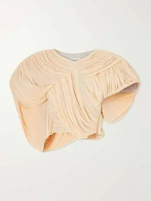 Maticevski Draped Chiffon Blouse - Beige