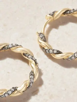 LUCY DELIUS 14k And Diamond Twisted Hoop Earrings