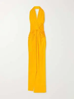 Alex Perry Halterneck Ruched Jersey Gown