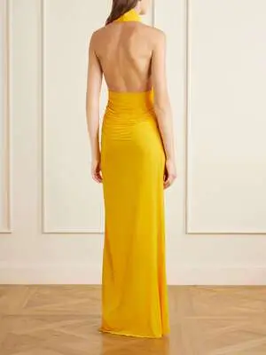 Alex Perry Halterneck Ruched Jersey Gown