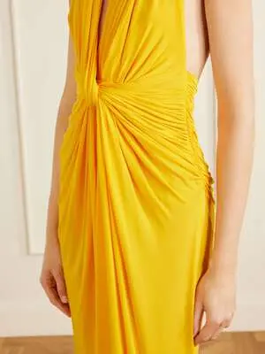 Alex Perry Halterneck Ruched Jersey Gown