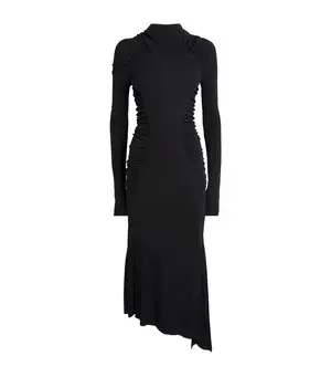 Victoria Beckham Long-sleeve Gathered Midi Dress - Black