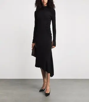 Victoria Beckham Long-sleeve Gathered Midi Dress