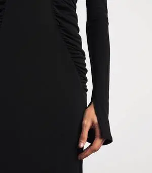 Victoria Beckham Long-sleeve Gathered Midi Dress