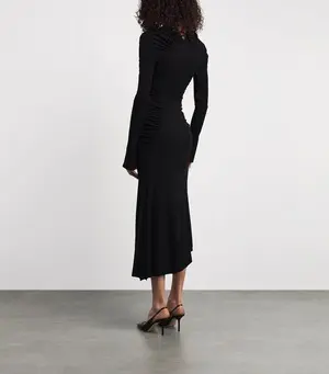 Victoria Beckham Long-sleeve Gathered Midi Dress