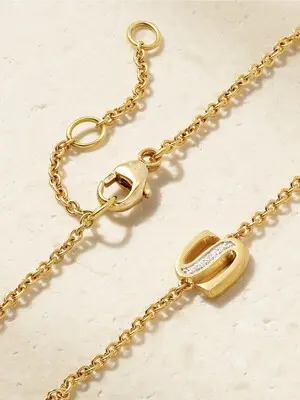 David Yurman 18k Yellow Diamond Initial Chain Bracelet
