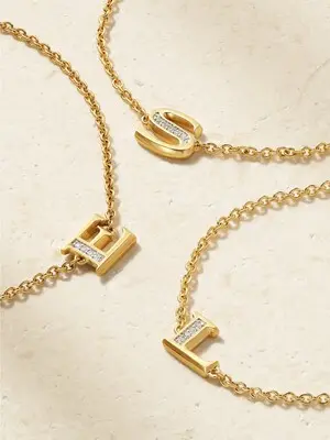 David Yurman 18k Yellow Diamond Initial Chain Bracelet