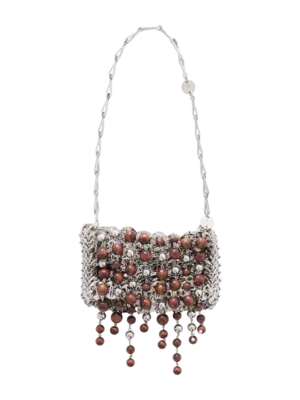 Rabanne 1969 Nano Fringed Beaded Chainmail Shoulder Bag - Silver