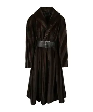 Balenciaga Faux Fur A-line Coat - Deep Brown