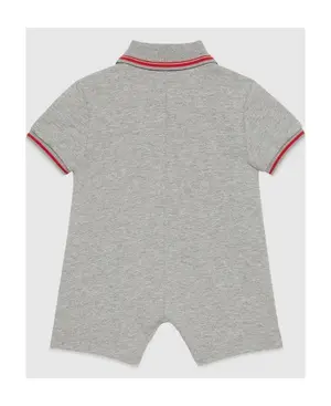 Gucci Jersey-knit Cotton Romper With G Torch Embroidery