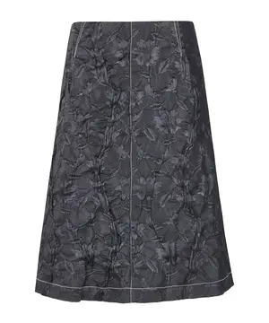 Simkhai Vionna Floral Midi Skirt - Black