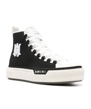 Amiri Court Round Toe Lace-up Sneakers - Black