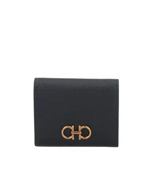 FERRAGAMO Logo-plaque Leather Wallet - Black