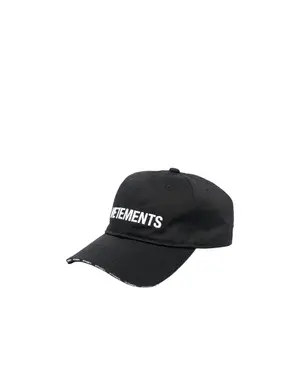 Vetements Logo-embroidered Cotton Cap - Black