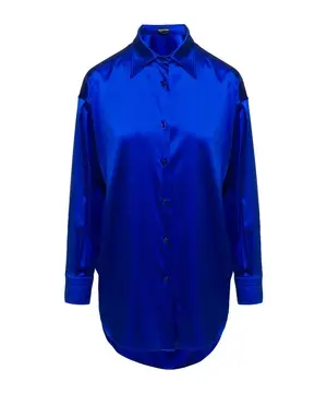 TOM FORD Satin Relaxed Fit Shirt - Blue