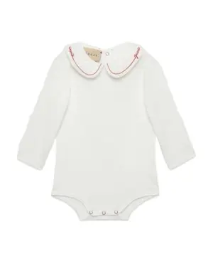 Gucci Logo Embroidered Cotton Jersey Bodysuit