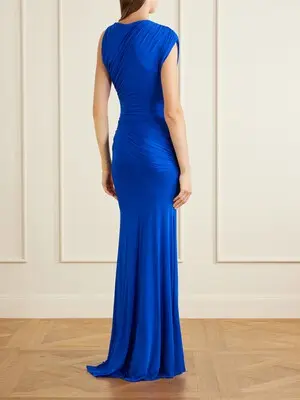 Alex Perry Asymmetric Gathered Stretch-jersey Gown